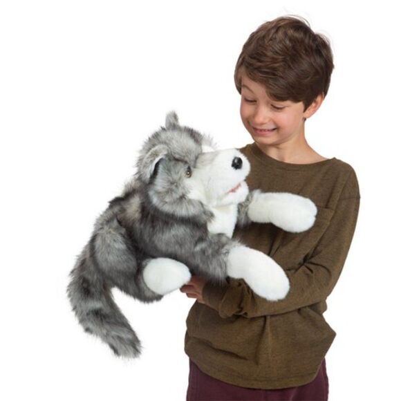 Toys | Folkmanis Folktails Timber Wolf Husky Full Body Realistic Hand ...